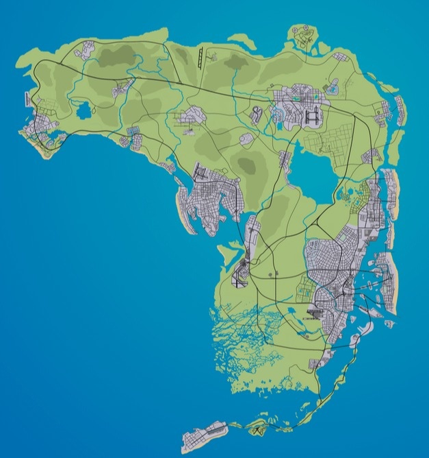 Grand Theft Auto VI - Mapa aproximado - ELSATE.com