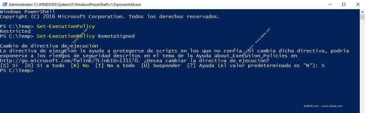 Error al ejecutar scripts de PowerShell - ELSATE.com