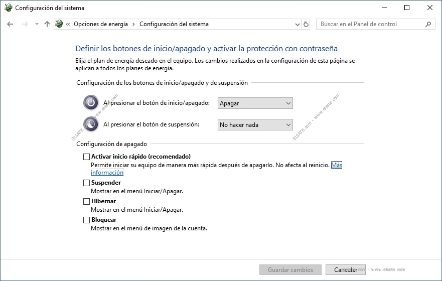 Activar o desactivar el inicio rápido en Windows 10 - ELSATE.com
