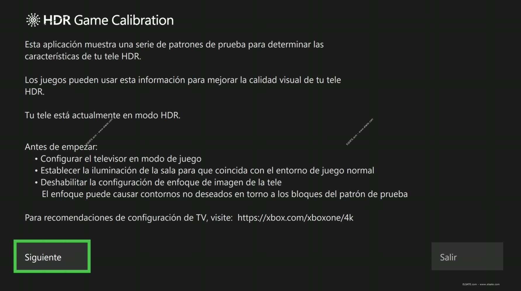 Calibración de juego HDR para Xbox - ELSATE.com